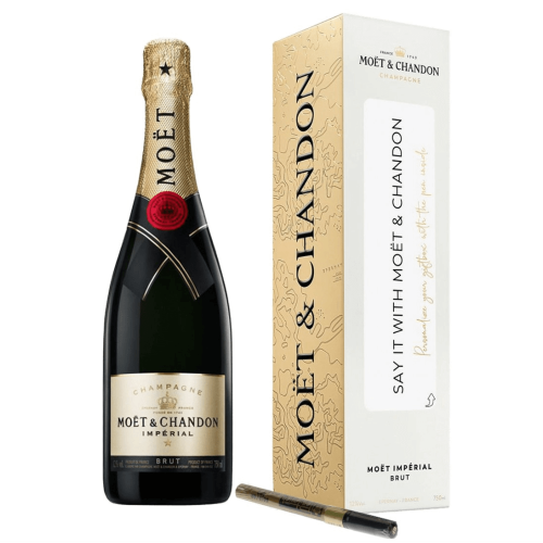 MOET&CHANDON BRUT IMPERIAL 0,75L BOX + ZŁOTY DŁUGOPIS LUKSUSOWY DUET NA ...